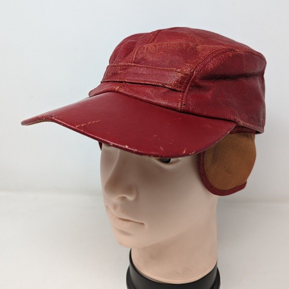 Penneys | Accessories | Vintage Penneys Red Leather Hat Size 7 8 Quilt ...